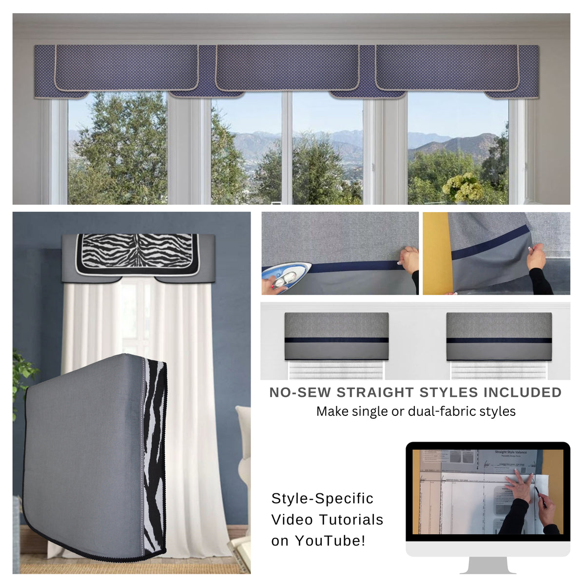 Traceable Designer No-Sew, Straight & Layered Valance Kit for DIY Home ...