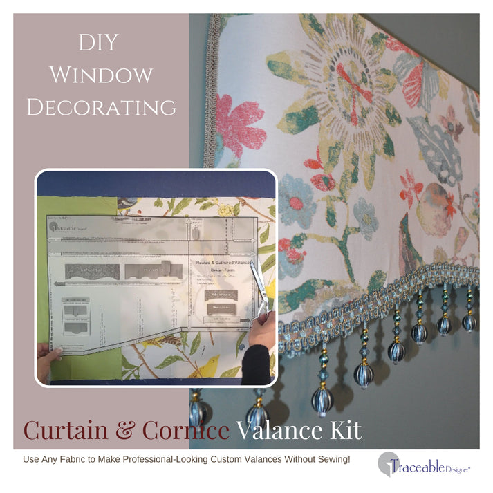 No-Sew Curtain & Cornice Kit, Use Any Fabric to Make Custom Valances ...