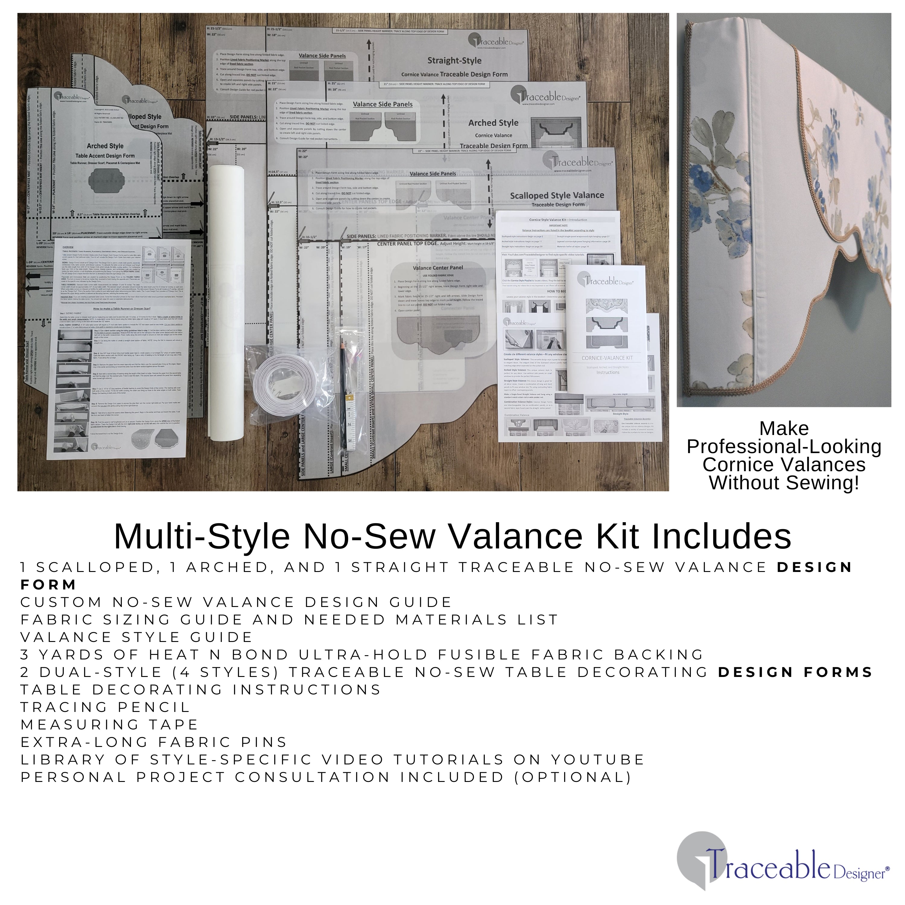 Multi-Style Cornice Valance Kit for Making Custom Valances Without Sew ...