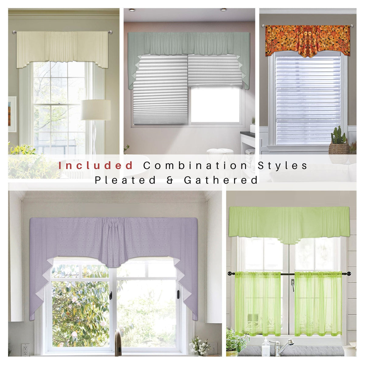 Pleated Swag Curtain Valance Kit, No-Sew Home Decor, Rod Pocket ...