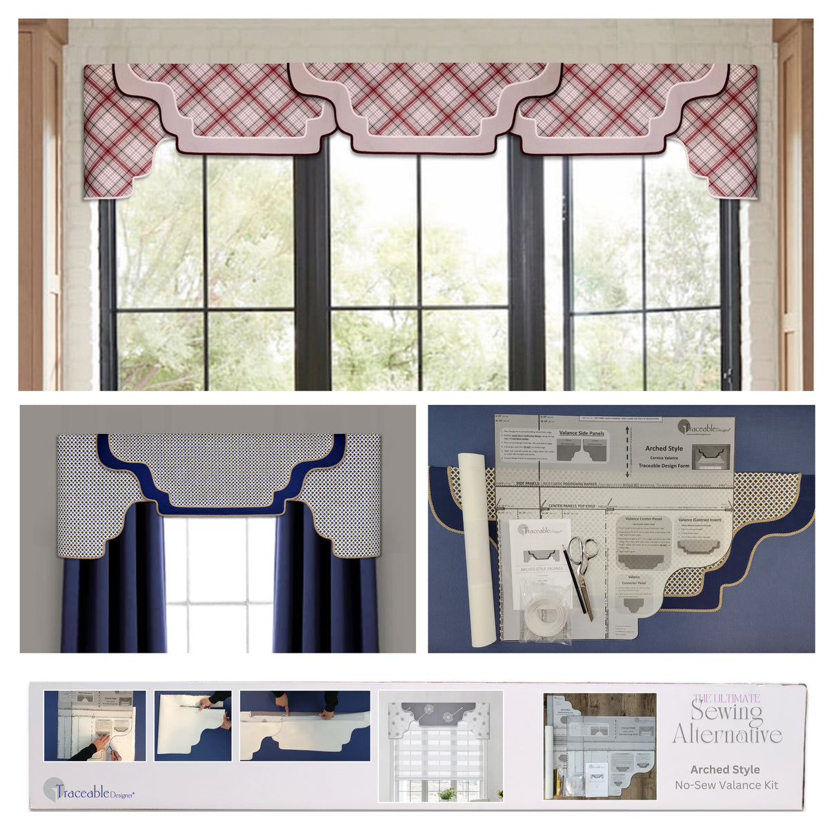 Arched Cornice Kit No-Sew Valance Sewing Alternative | Traceable Designer