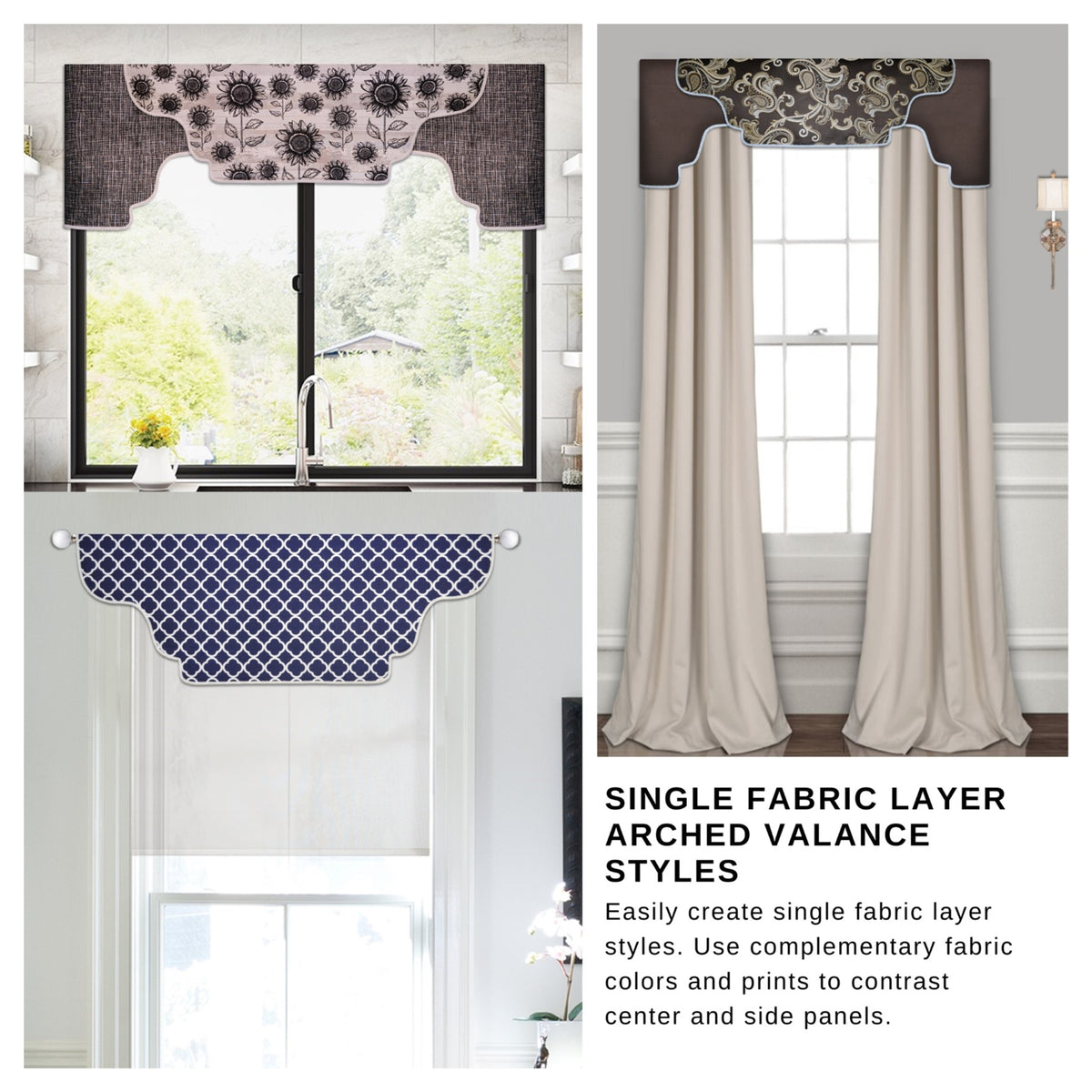 Traceable Designer No-Sew, Arched Style Valance Kit for DIY Home ...