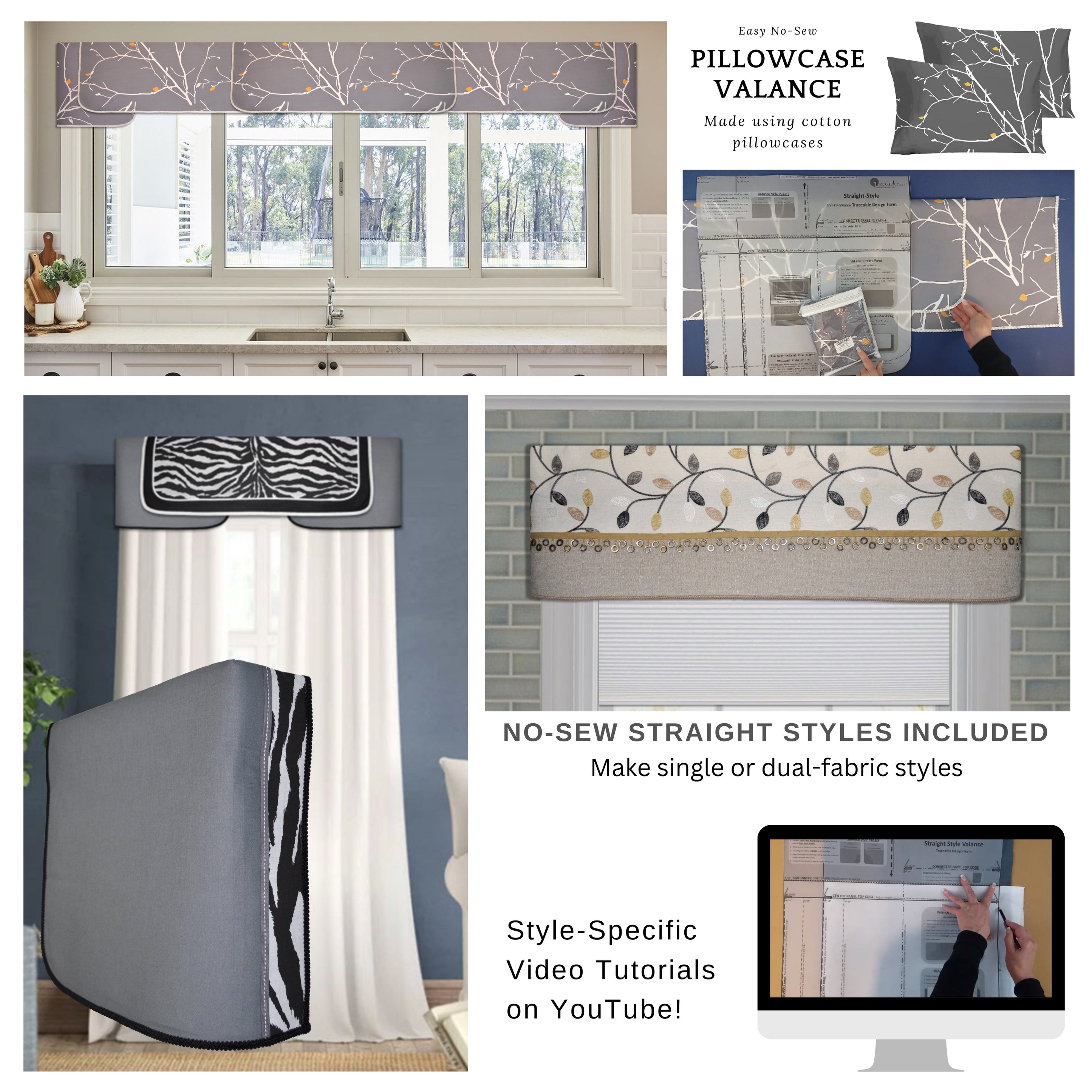 Multi-Style Cornice Valance Kit for Making Custom Valances Without Sew ...