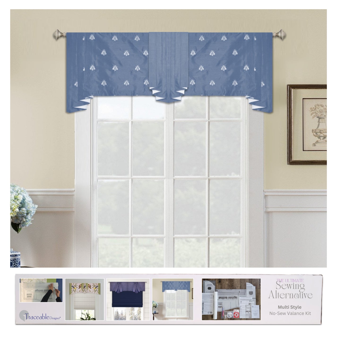 No-Sew Curtain & Cornice Kit, Use Any Fabric to Make Custom Valances ...
